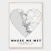 Where We Met Custom Map Wall Art Decor Print, Couple Wedding Bridal ...