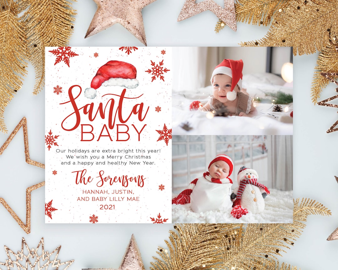 Santa Baby, New Baby Announcement 2021 Holiday Family Christmas New ...