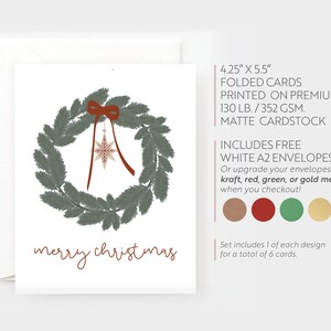 6 Pack Holiday Christmas Winter Greeting Card Set With Envelopes, Blank ...