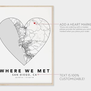 Where We Met Custom Map Wall Art Decor Print, Couple Wedding Bridal ...