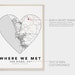 Where We Met Custom Map Wall Art Decor Print, Couple Wedding Bridal ...