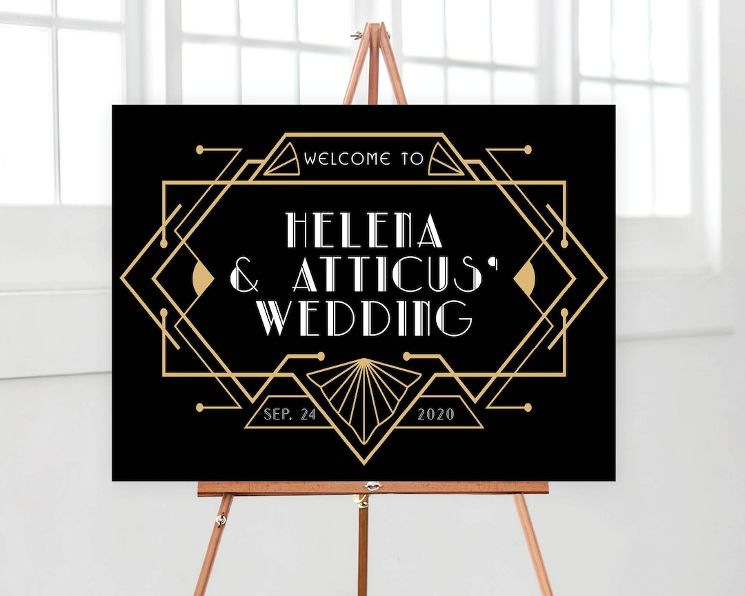 Art Deco Welcome Sign, Custom Large Sign for Wedding, Bridal or Baby ...