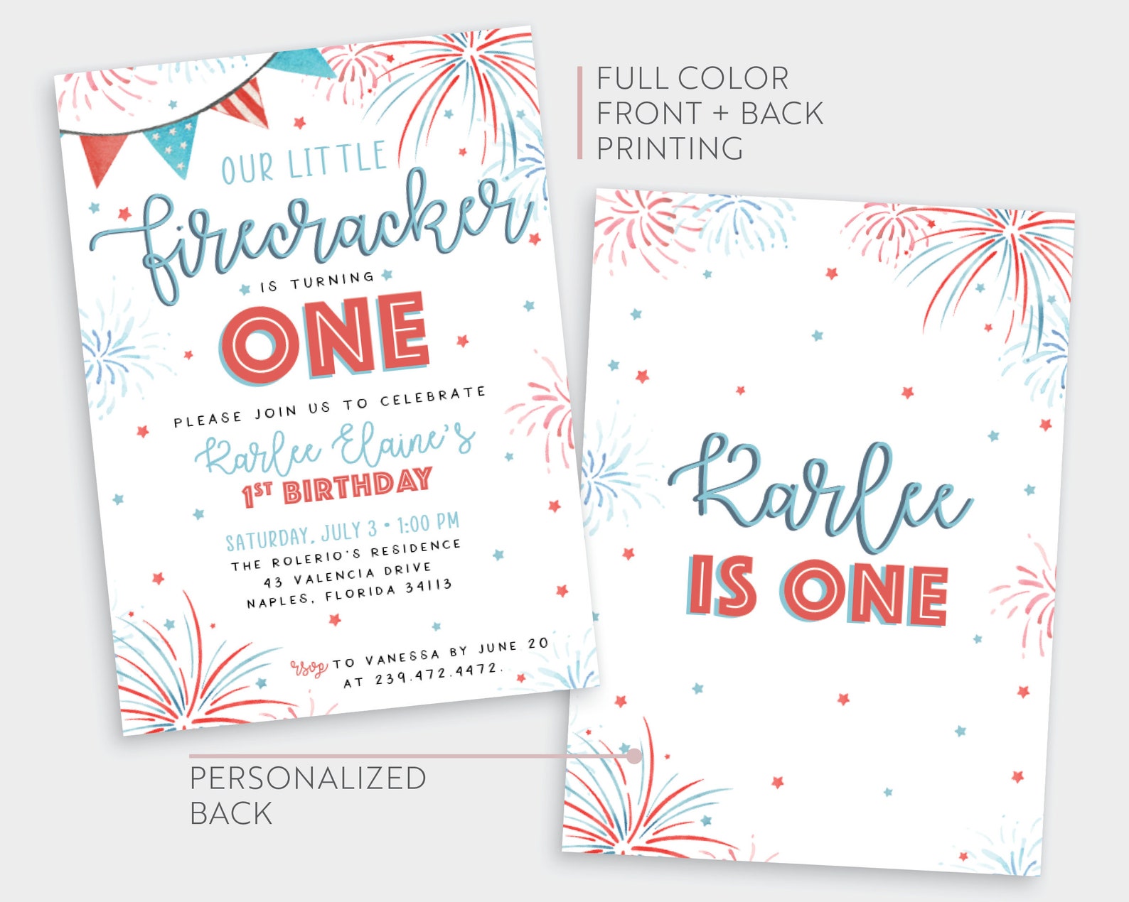 Our Little Firecracker is Turning One 1st Birthday 4th of - Etsy