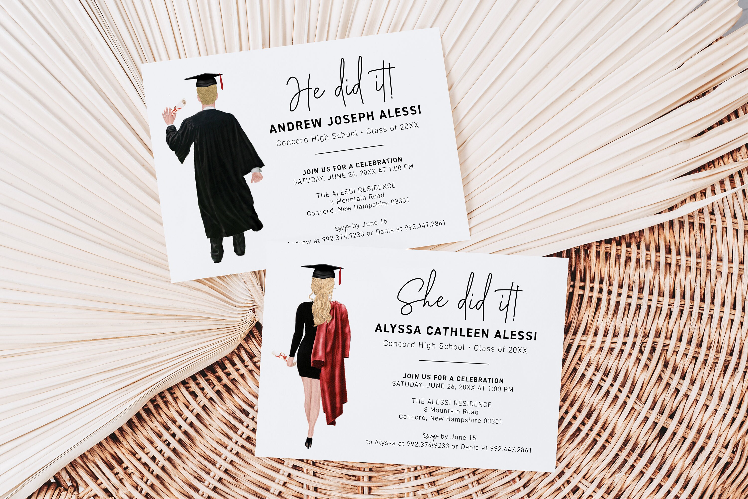 Personalized Portrait Illustration Graduation Party Invitation - Etsy