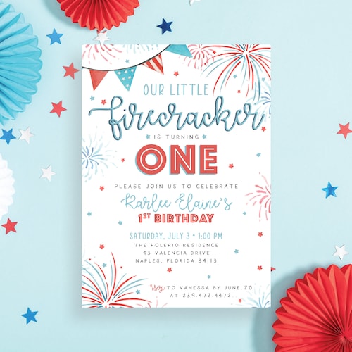 Our Little Firecracker is Turning One 1st Birthday 4th of - Etsy