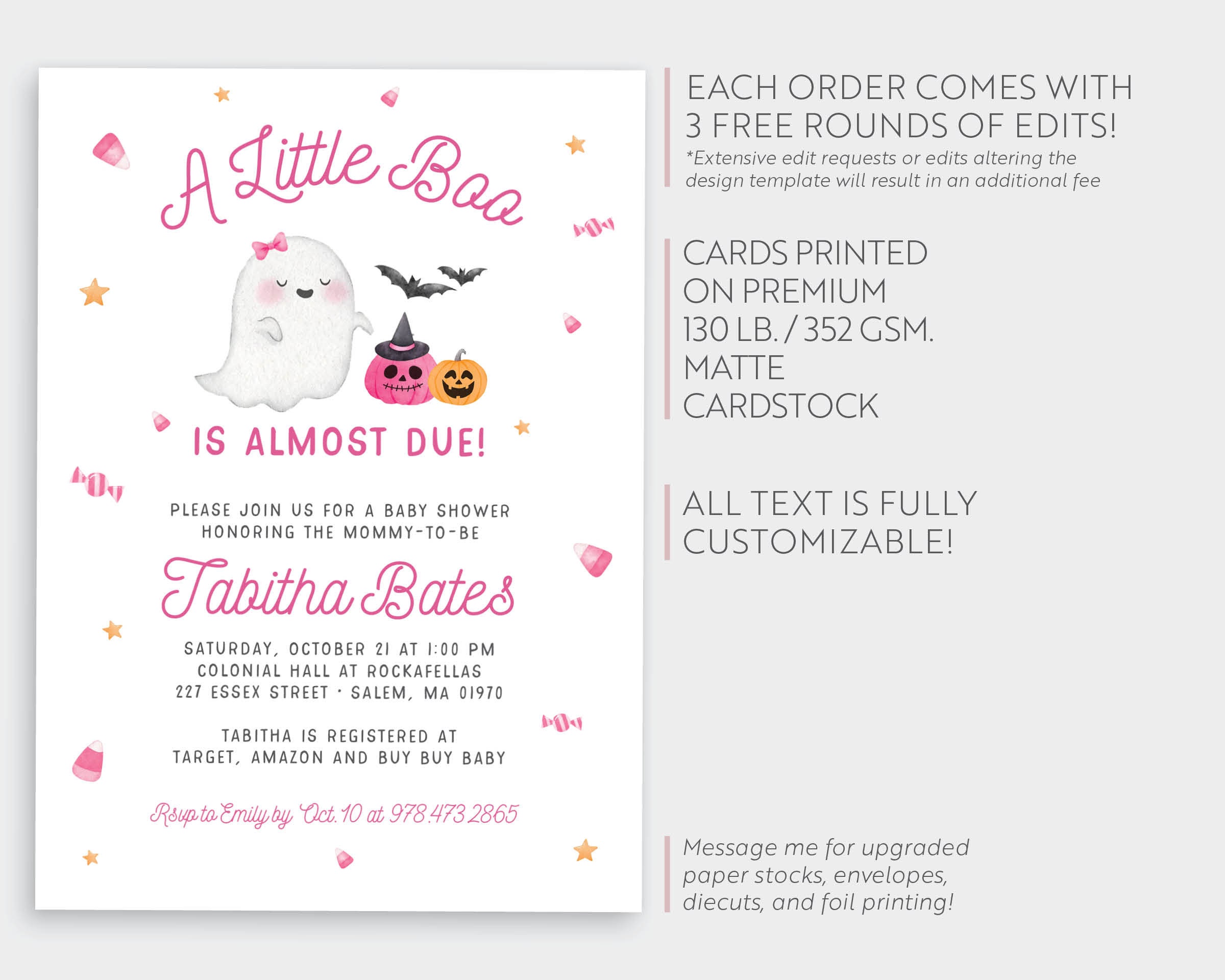 A Little Boo is Almost Due Halloween Baby Girl Pink Ghost | Etsy