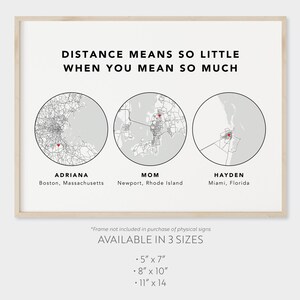 Distance Means so Little Custom Map Wall Art Decor Long Distance ...