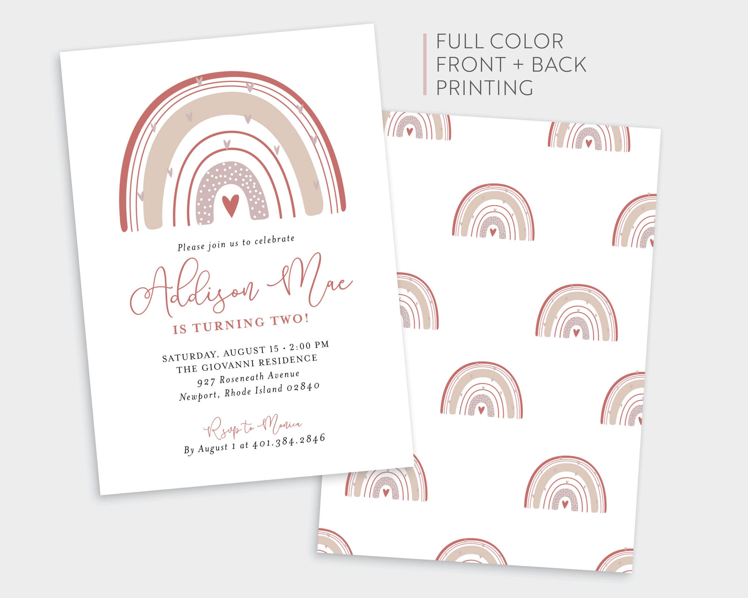 Muted Pink Rainbow Watercolor Birthday Party Invitation Any - Etsy