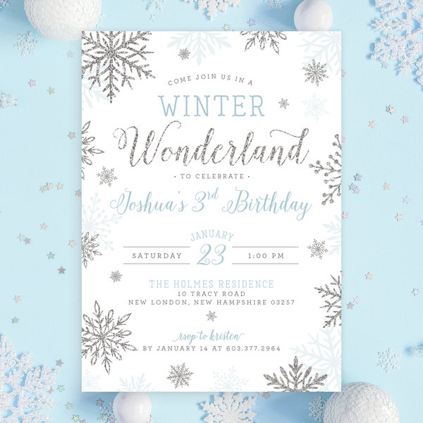 Snowflake Birthday Invitation - Etsy