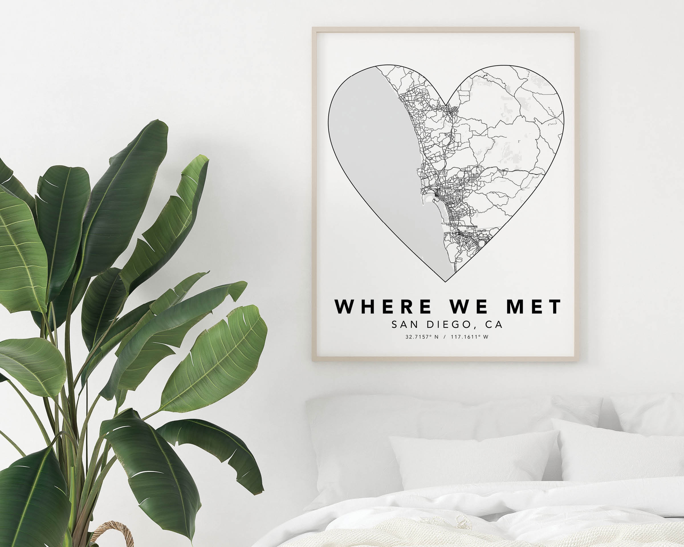 Where We Met Custom Map Wall Art Decor Print, Couple Wedding Bridal ...