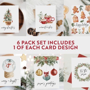 6 Pack Holiday Christmas Winter Greeting Card Set With Envelopes, Blank ...