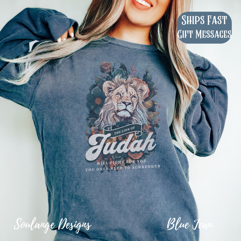 Lion of Judah Christian Sweatshirt Comfort Colors Religious Apparel ...