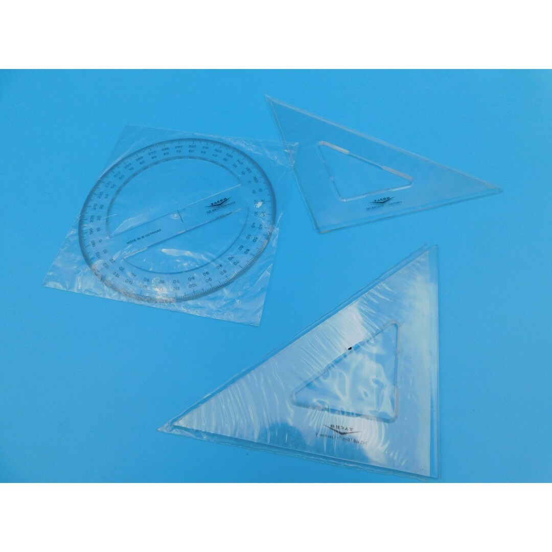 Vtg Tacro Triangle & 360 Degree Protractor Ruler Lot of 3pcs Made in ...