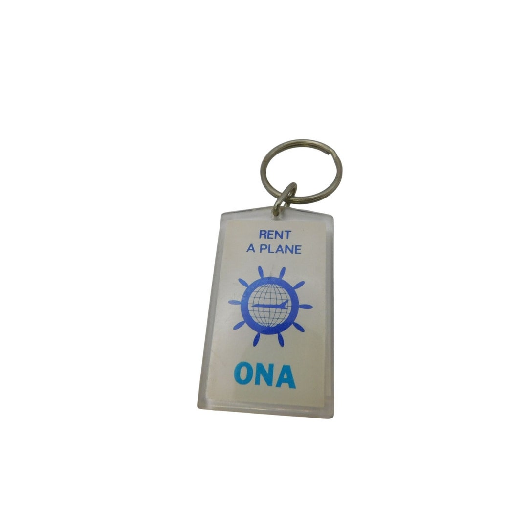 Vtg ONA Rent A Plane Overseas National Airways Keychain Fob Luggage Tag ...