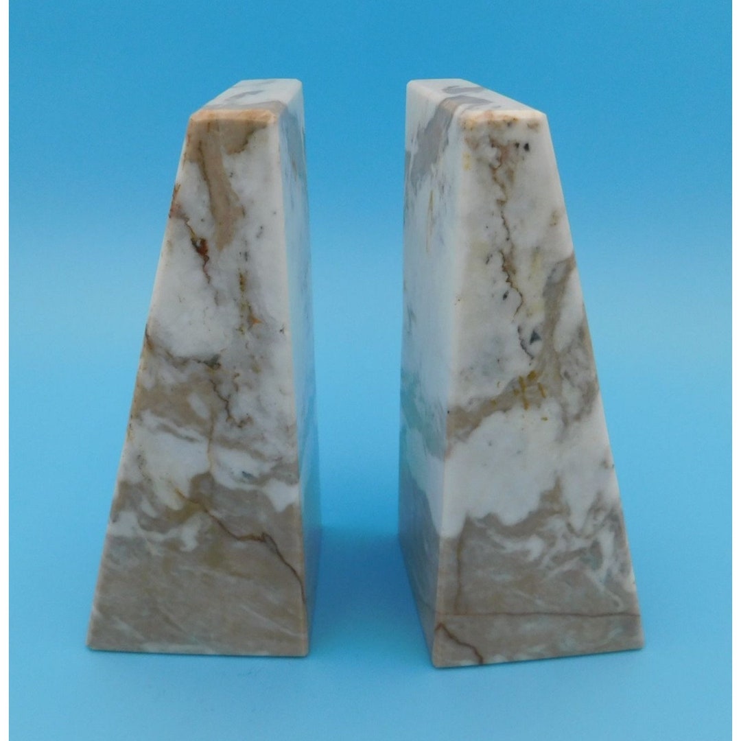 Vtg Marble Book End Set Marble Stone Carved Pair Heavy Art Deco ...