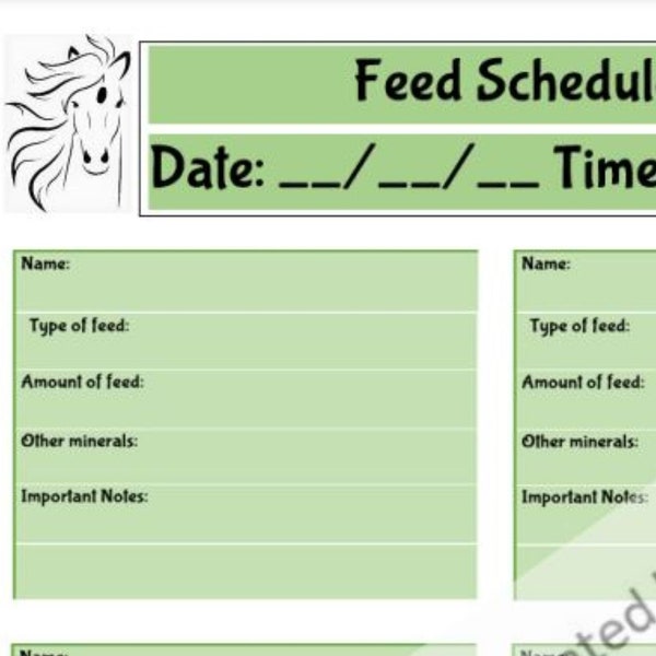 Barn Chart for Feeding - Etsy