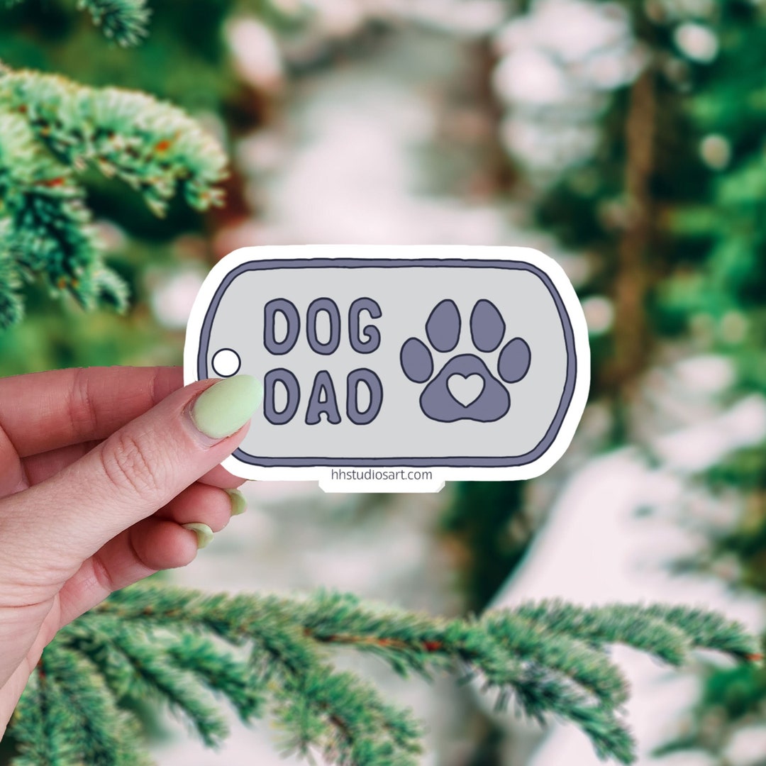 Dog Dad Sticker, Waterproof Laptop and Water Bottle Decal, Cartoon Dog ...