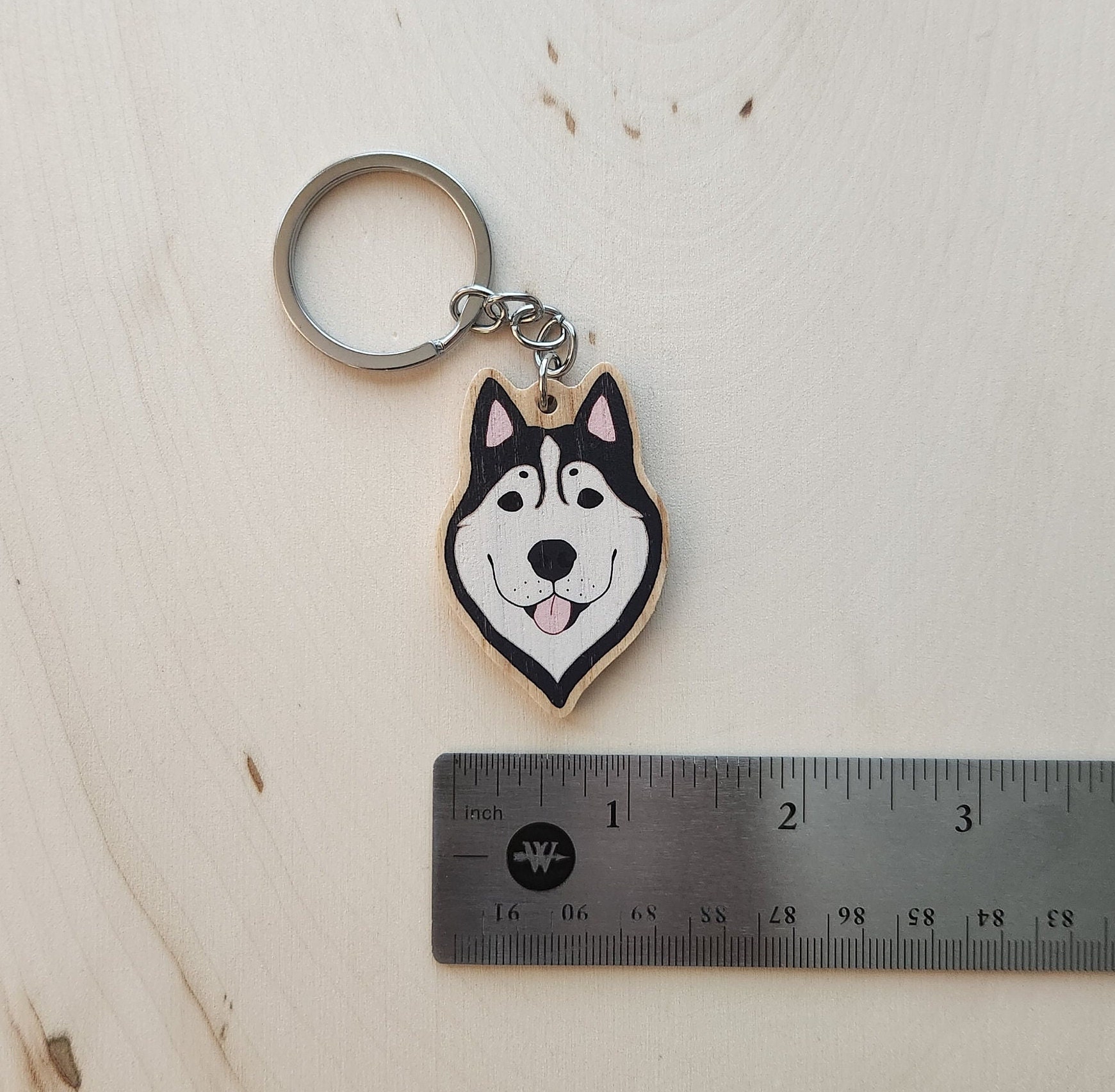 Siberian Husky Keychain Cartoon Wood Puppy Charm Animal Dog - Etsy