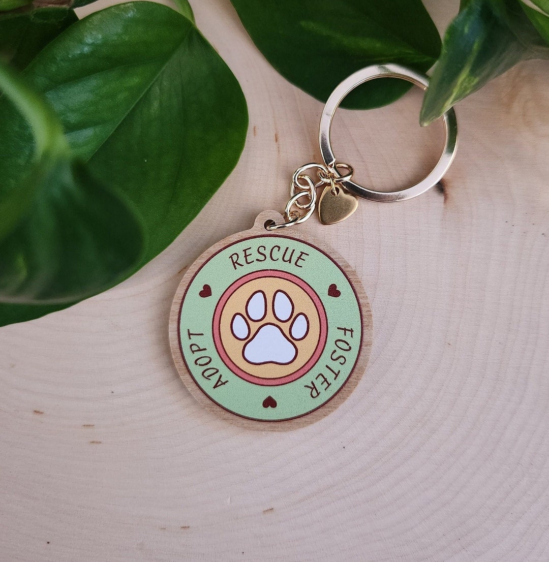 Pet Keychain Adopt Don't Shop Dog Paw Charm Wood - Etsy