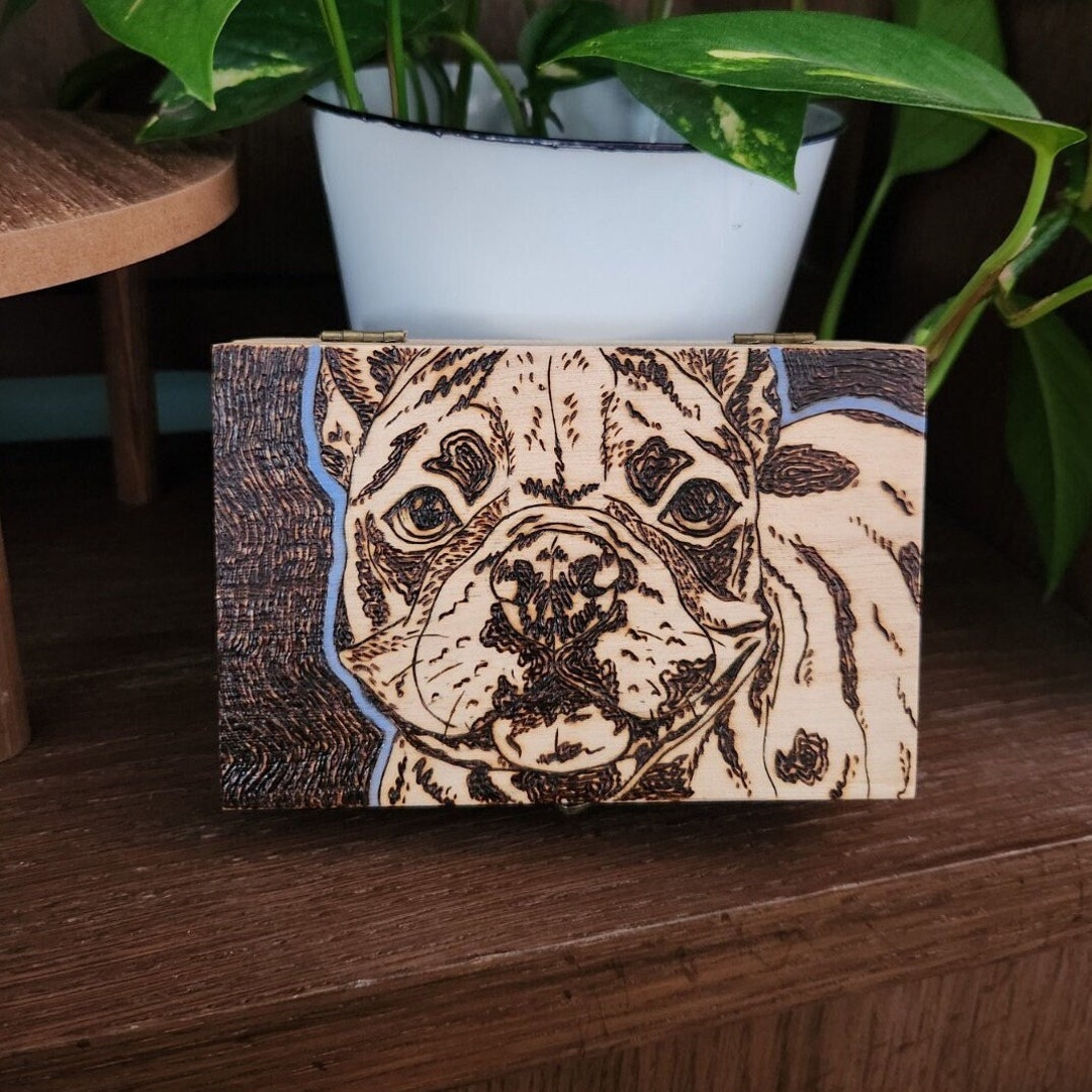 French Bulldog Jewelry Box, Frenchie Dog Hydrangea Flowers, Memorial ...