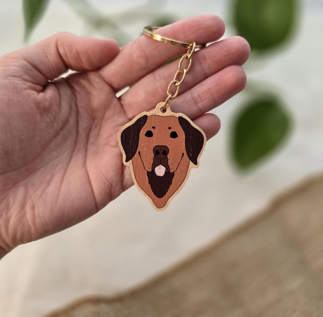 Labrador Retriever Keychain, Cartoon Brown Lab, Wood Bag Charm, Animal ...