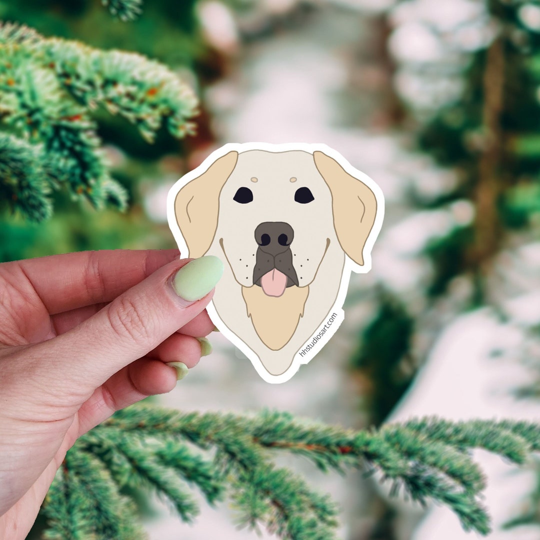 Yellow Lab Sticker, Waterproof Labrador Vinyl Decal for Laptop, Water ...