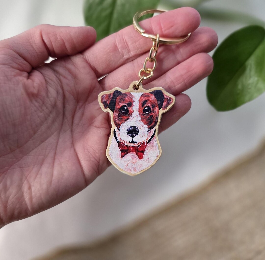 Jack Russell Keychain, Bow Tie Terrier Dog Breed Charm, Keys Accessory ...