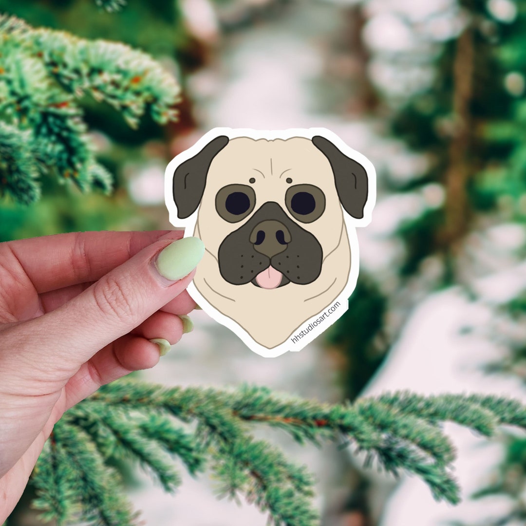 Pug Sticker, Die Cut Waterproof Laptop and Water Bottle Decal, Cute ...