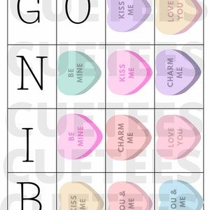 Printable Sweetheart Valentine Bingo. Instant Download PDF - Etsy