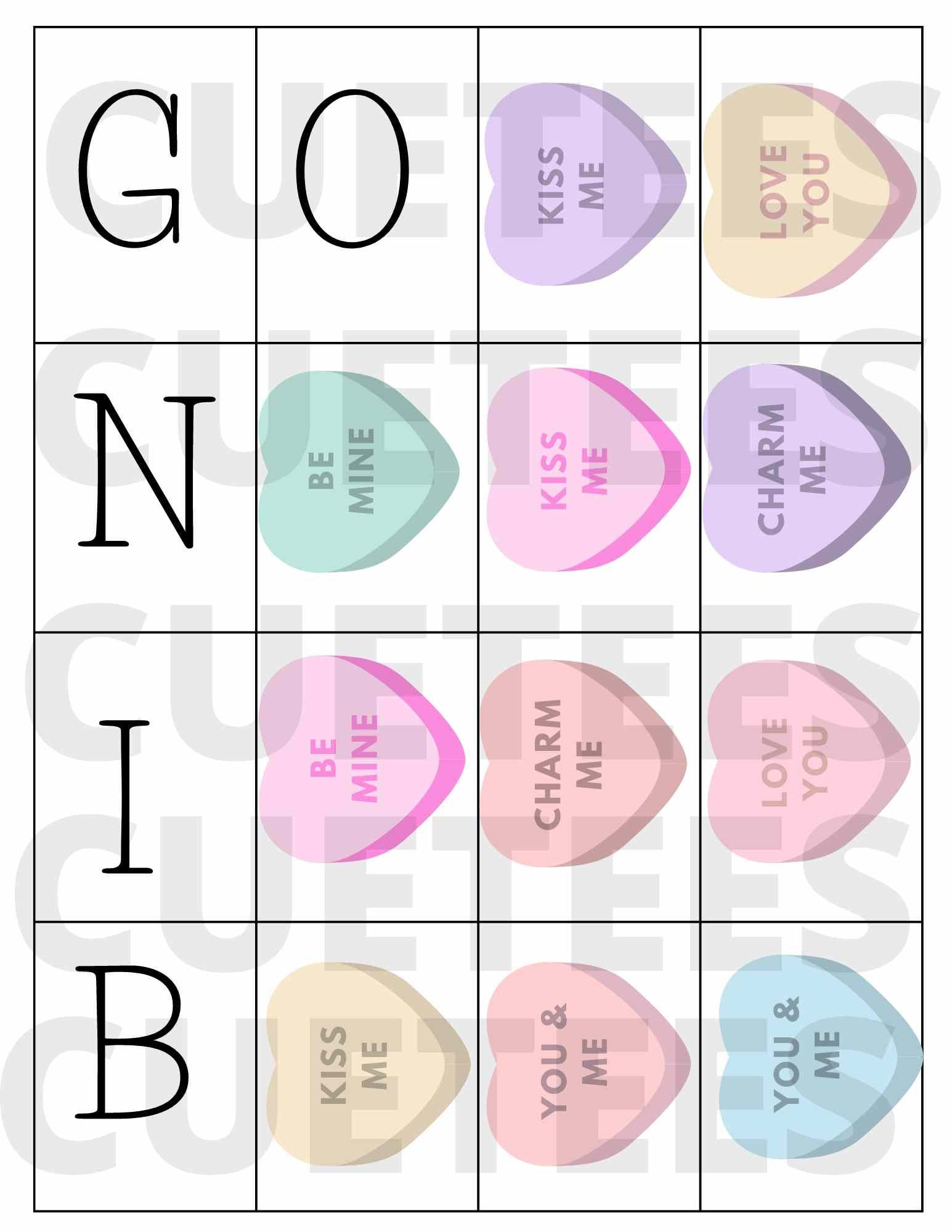 Printable Sweetheart Valentine Bingo. Instant Download PDF - Etsy