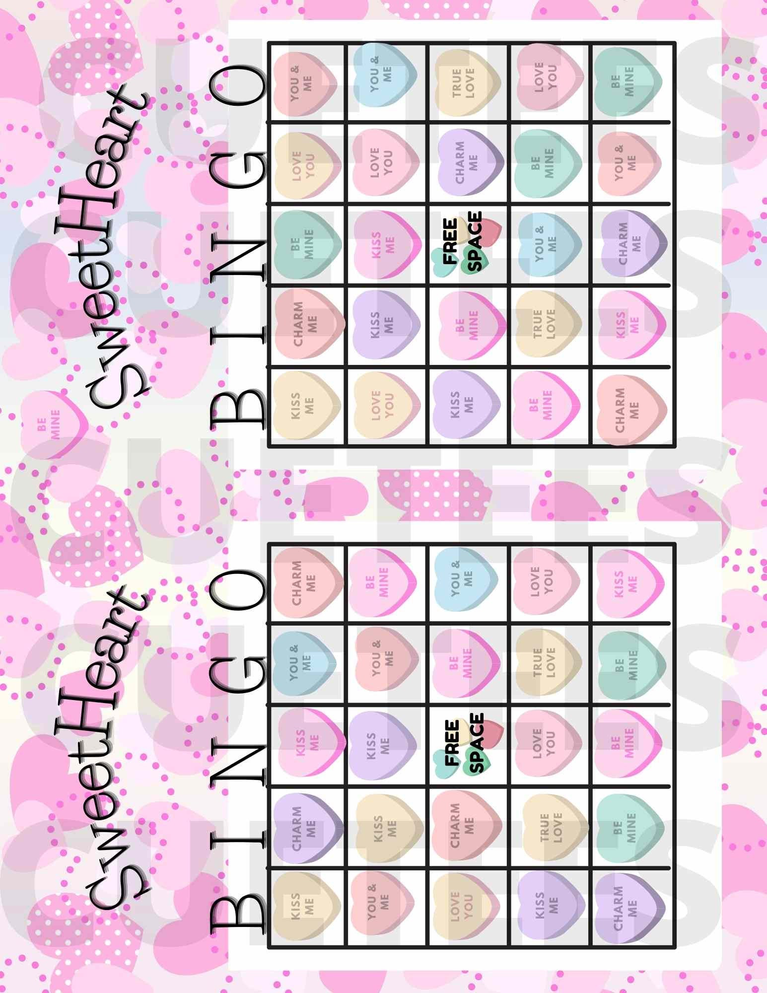 Printable Sweetheart Valentine Bingo. Instant Download PDF - Etsy