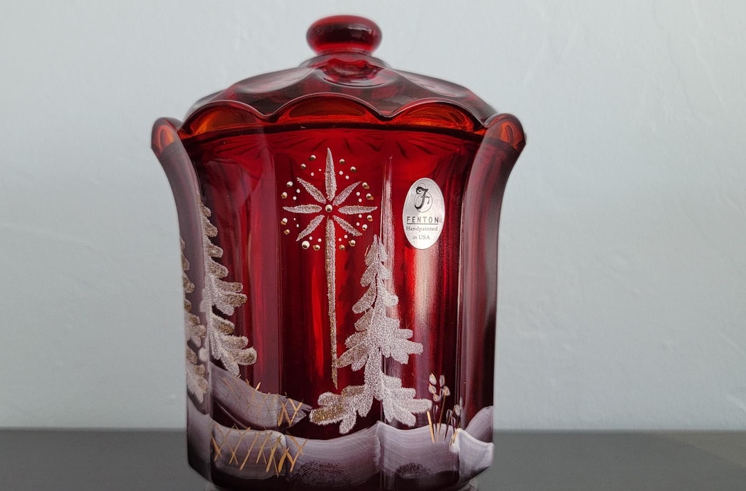 Fenton Bright Star Ruby Glass Candy Jar With Lid. - Etsy