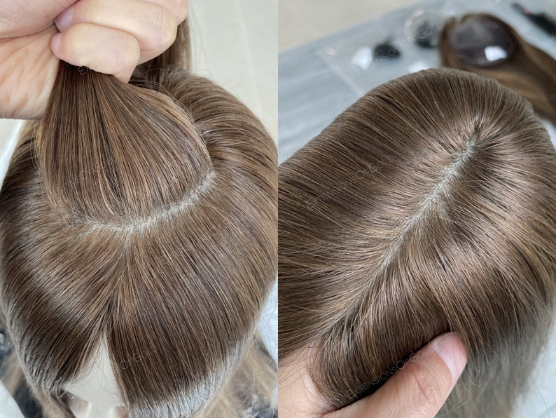 Luxus Haar Topper 7x8 "Seiden Top Wefted Base Topper Pre-styled 16 ...