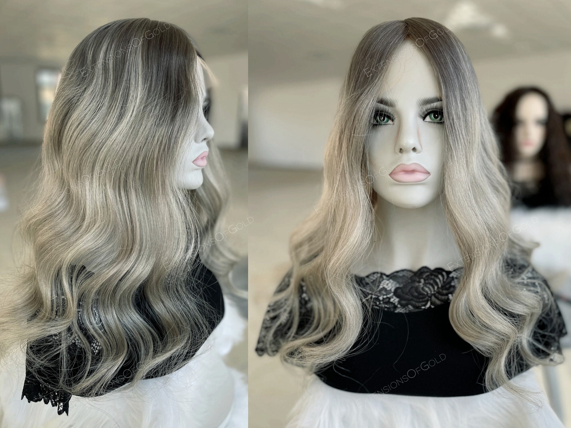 Luxury Hair Topper 7x8" Silk Top Wefted Base Topper Pre-styled 18" Dark ...