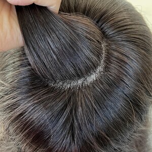 Clipless Hair Topper 7x8" Fine Mono Base Topper 24" Dark Brown ...
