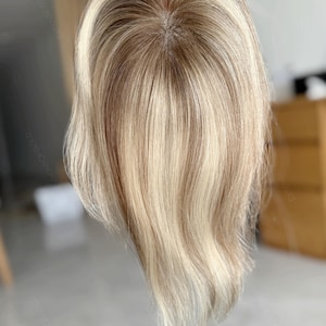 Light Weight Hair Topper 3x4" Fine Mono Base Free Parting 8" Ash Brown ...
