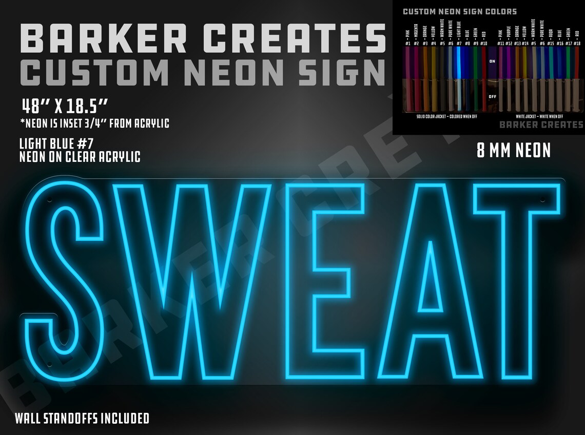 1 sweat Sign Custom LED Neon Sign - Etsy