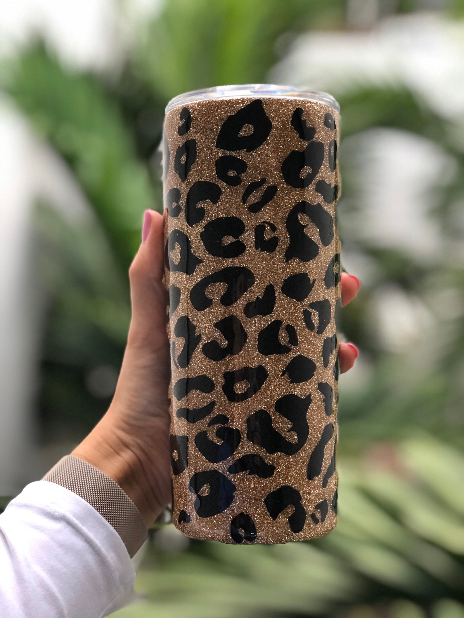 Leopard Print Tumbler Glitter Tumbler Custom Made | Etsy