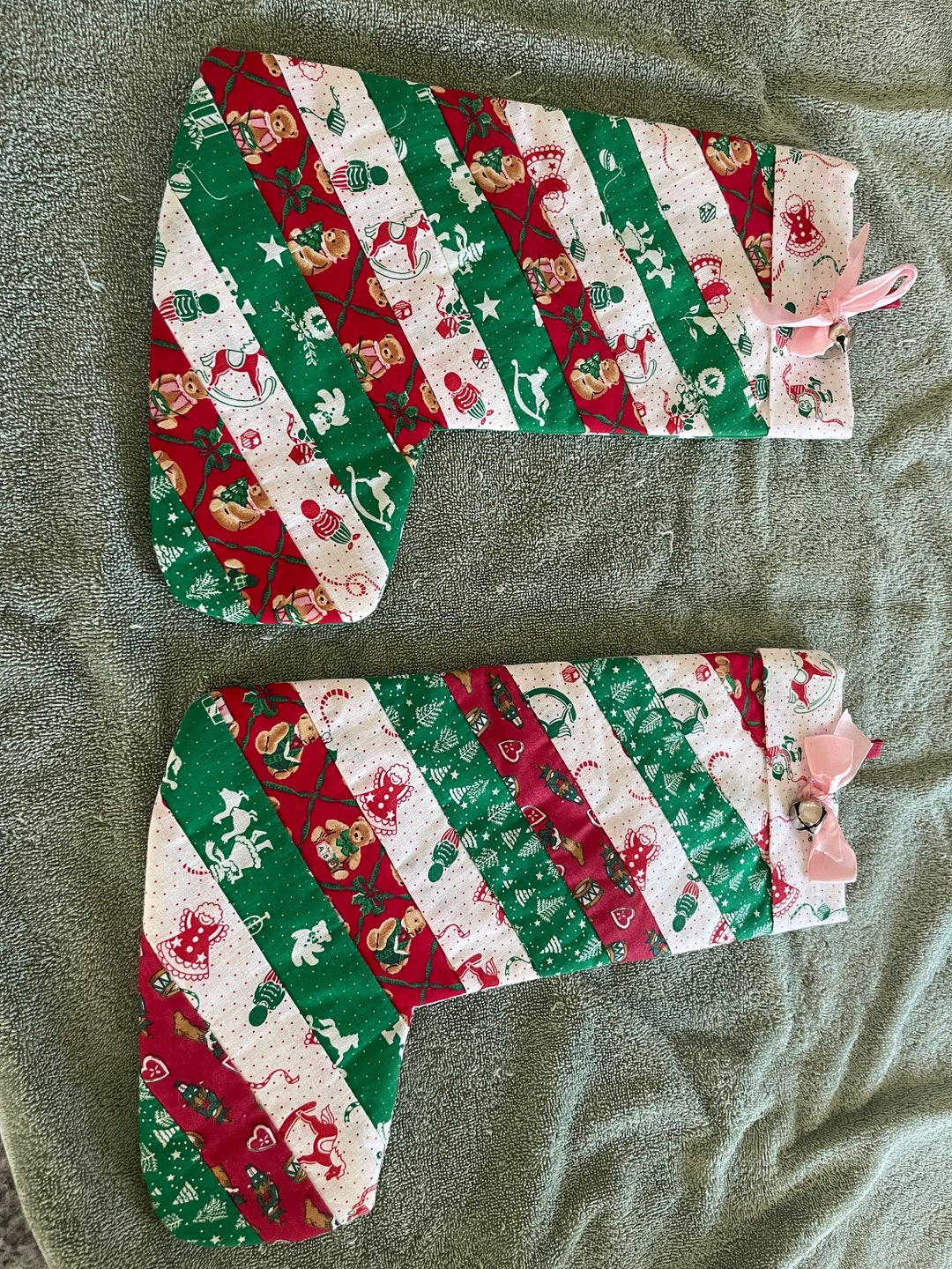 Pair of Vintage Quilted Christmas Stockings - Etsy