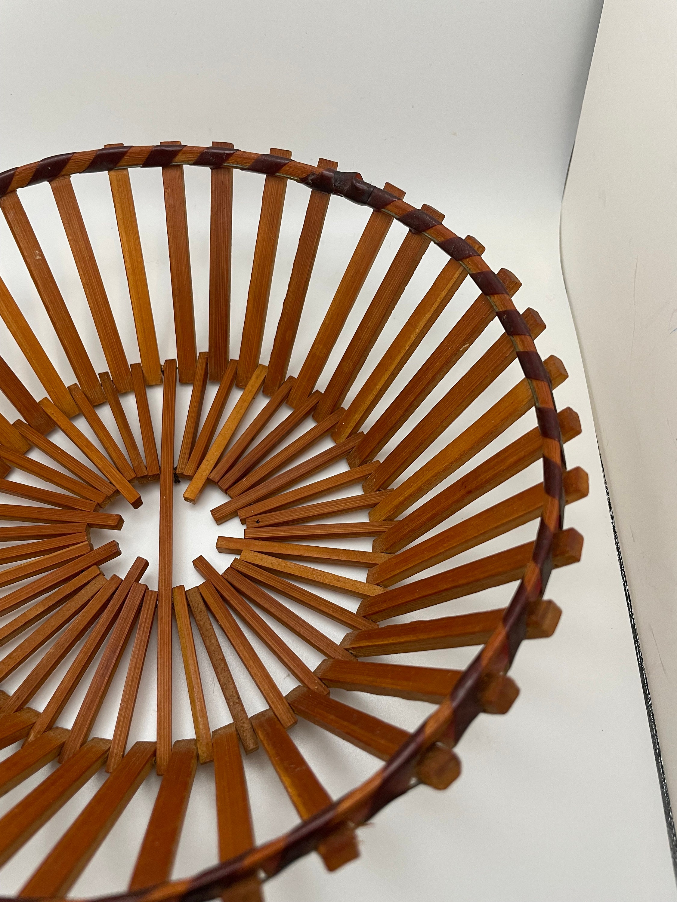 MCM Wooden Slat Bowl - Etsy