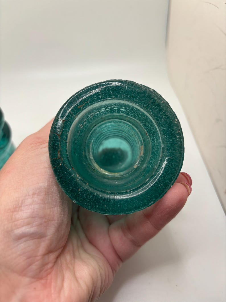 Pair of Aqua Blue Glass Insulators AS IS - Etsy