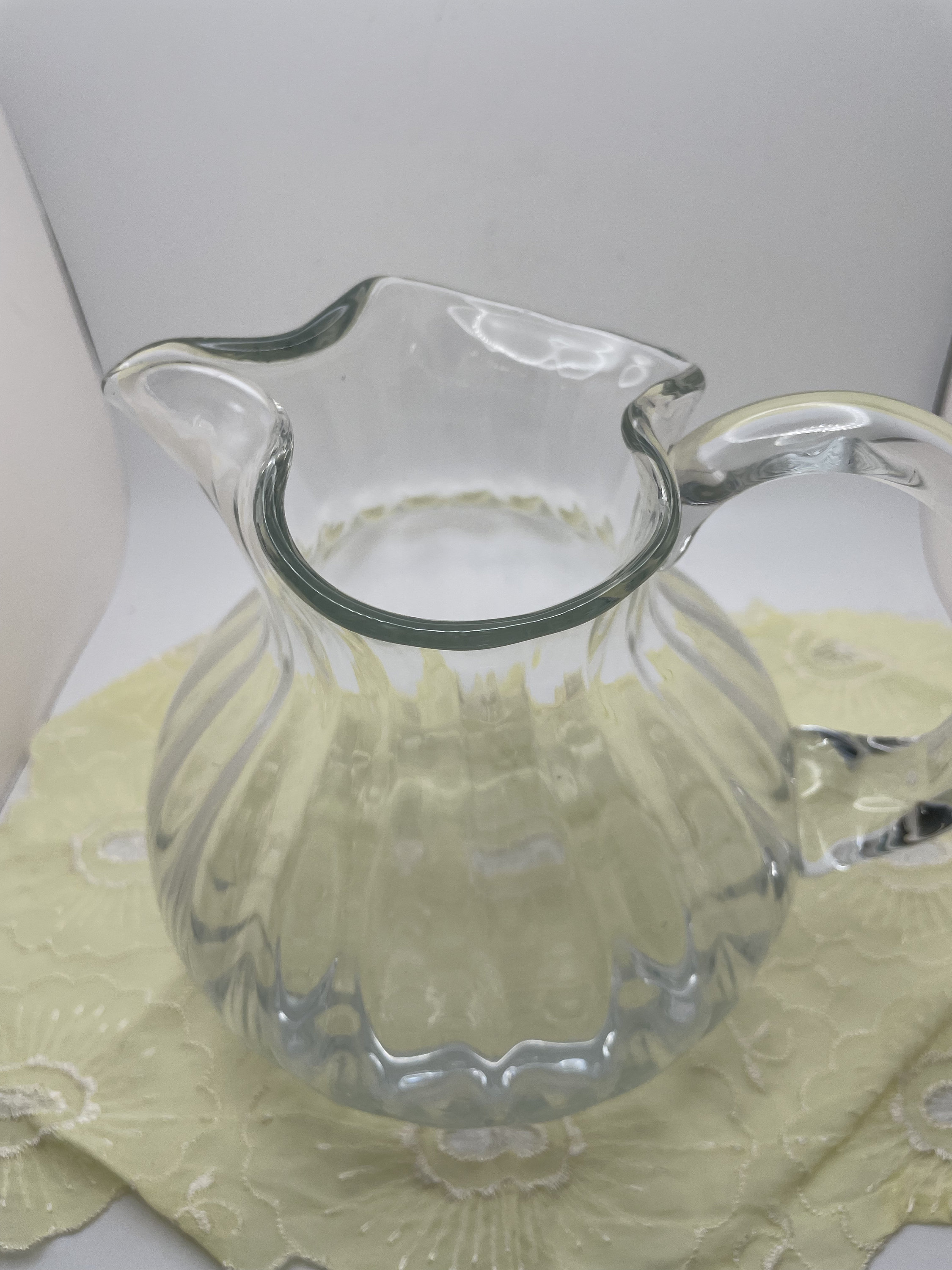 Hand Blown Ribbed Glass Pitcher - Etsy
