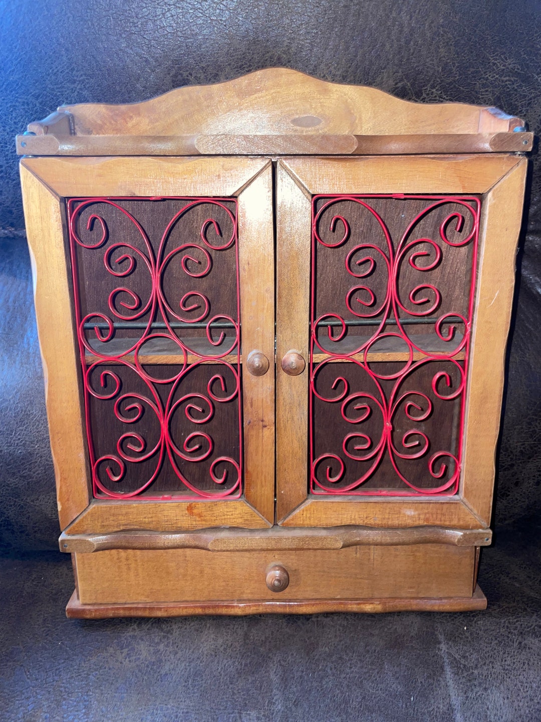 Vintage MCM Wood and Metal Hanging Spice Rack - Etsy