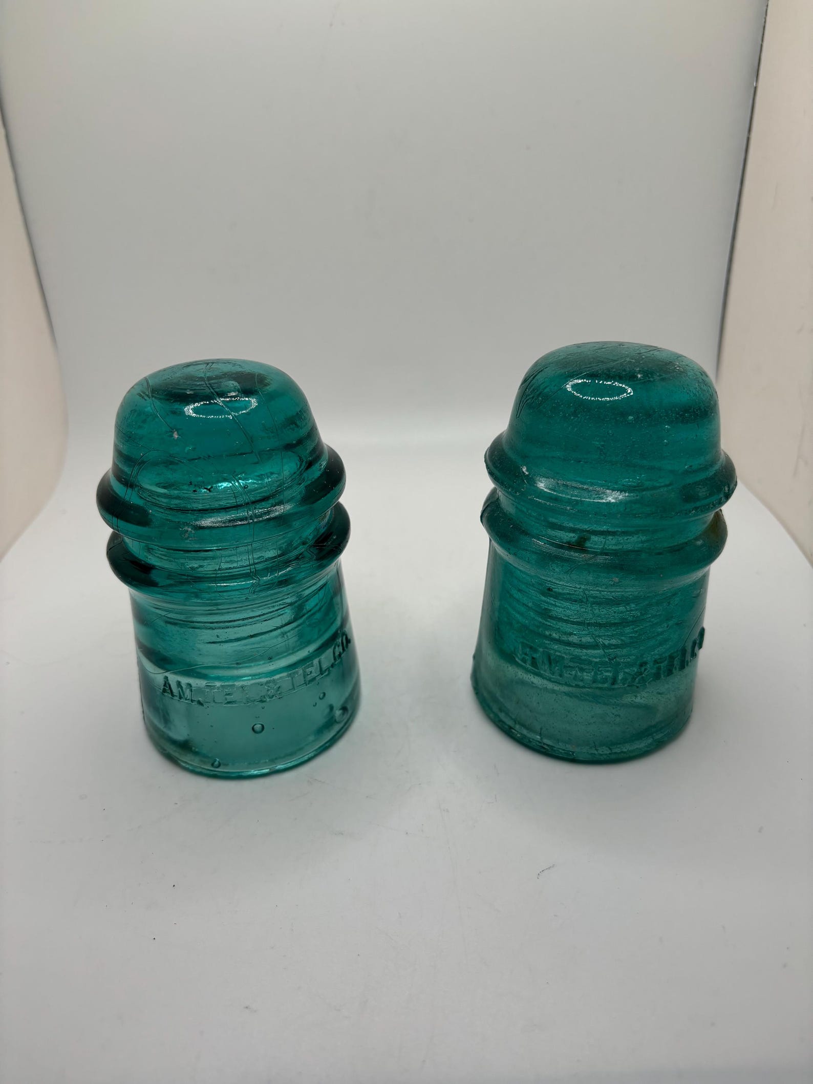 Pair of Aqua Blue Glass Insulators AS IS - Etsy