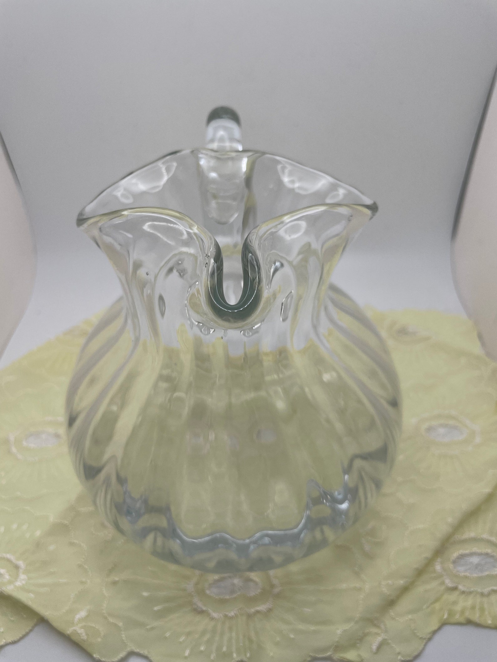 Hand Blown Ribbed Glass Pitcher - Etsy