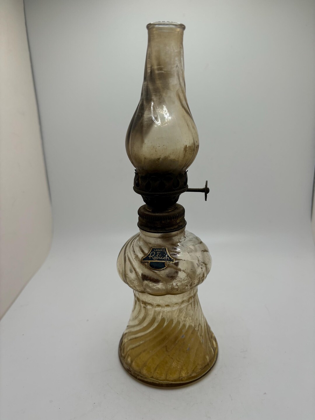 Antique Rubicon Mini Oil Hurricane Glass Lamp - Etsy