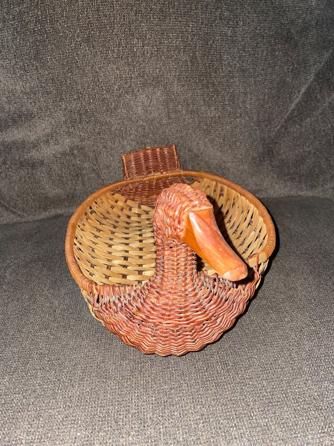 Vintage Wicker Duck Basket - Etsy