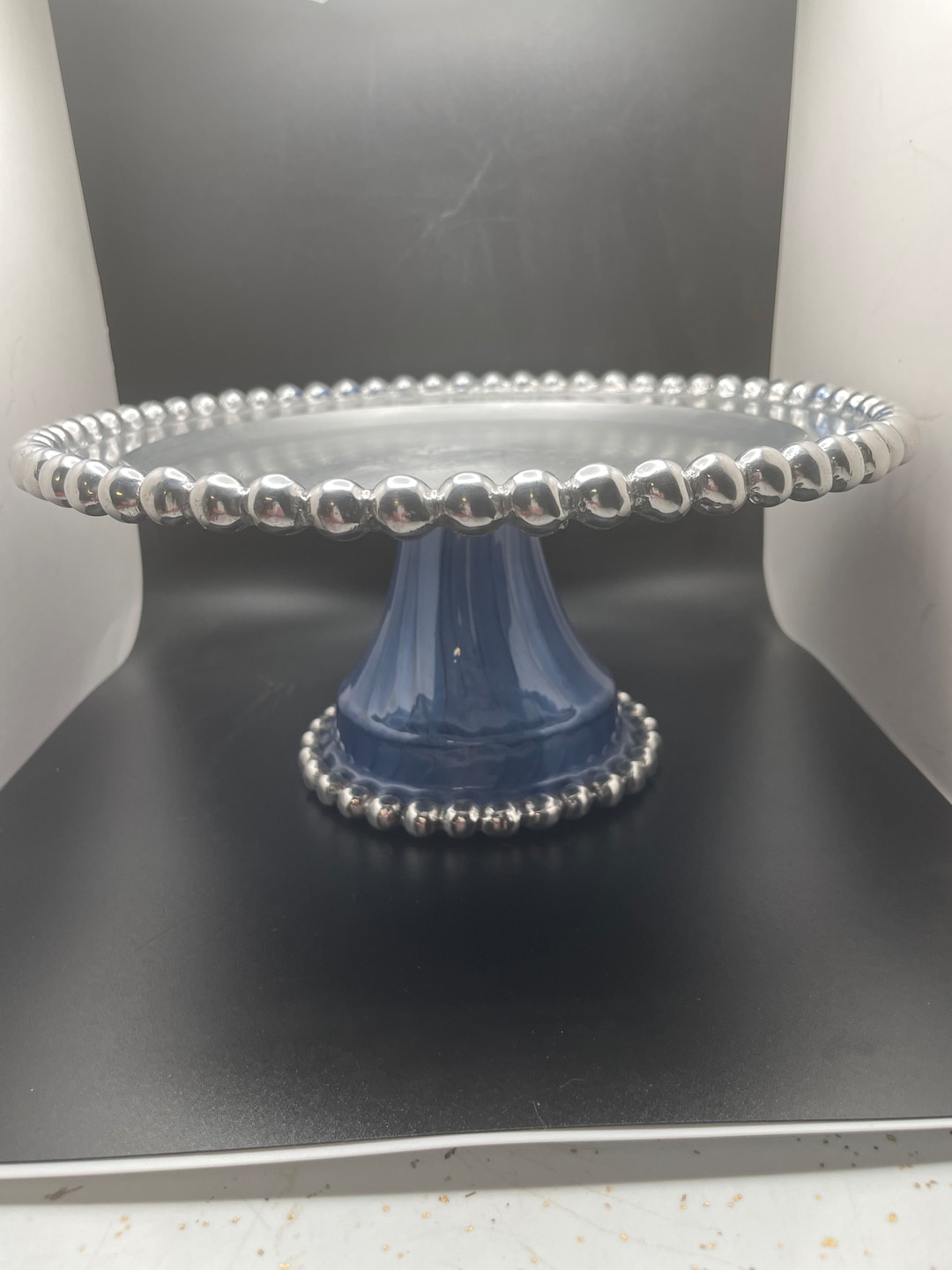 Vintage Metal Beaded Cake Platter - Etsy