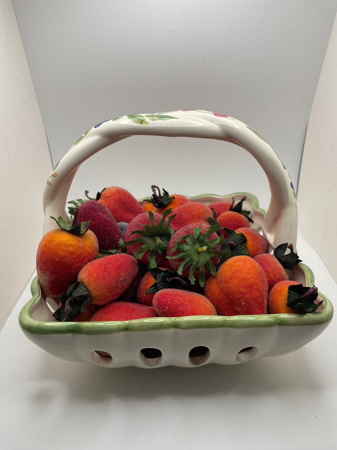 Ceramic Fruit Basket With Assorted Sugar Coated Fruit - Etsy