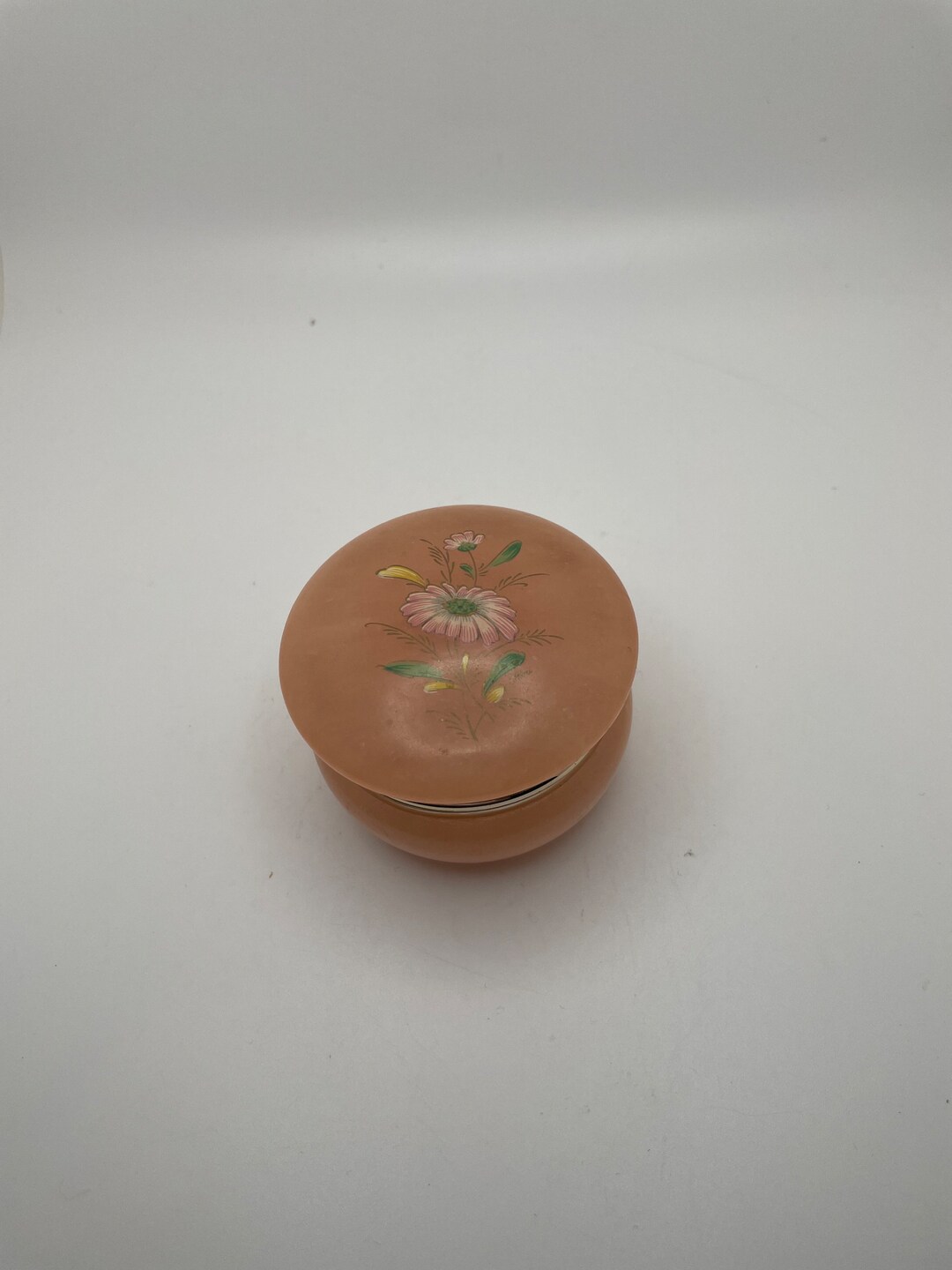 Vintage Hand Painted Alabaster Trinket Box - Etsy